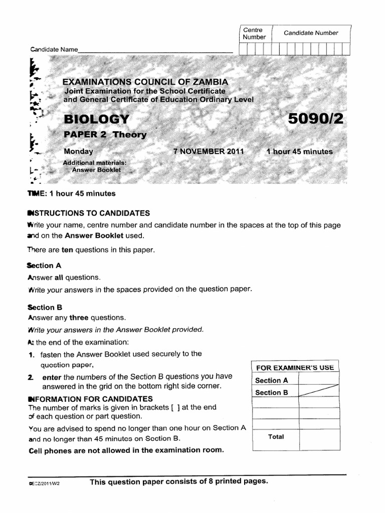 g12 Biology p2 2011 | PDF