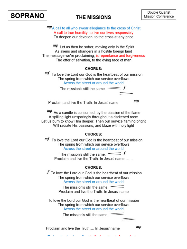 THE MISSION Lyrics | PDF