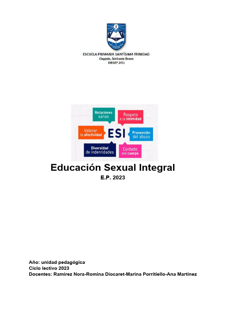 Proyecto ESI | PDF | Educación sexual | Escuelas
