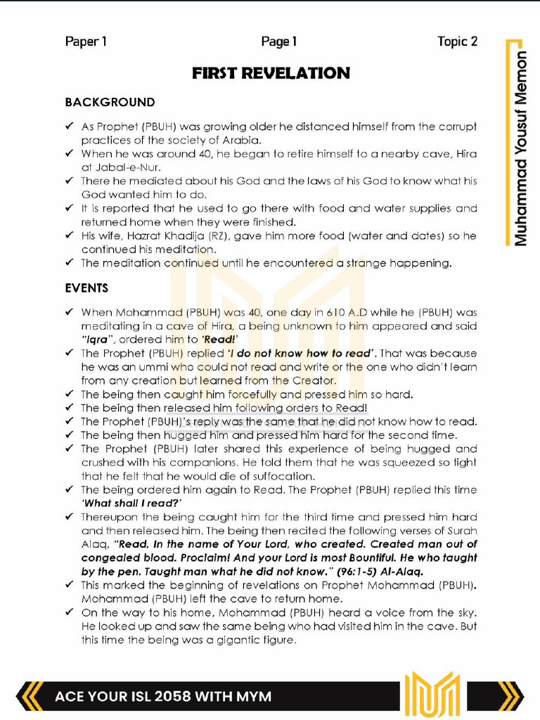 2058 islamiyat paper 1 unit 2 pg 34 to 42 notes | PDF 2058 islamiyat paper 1 unit 2 pg 34 to 42 notes | PDF