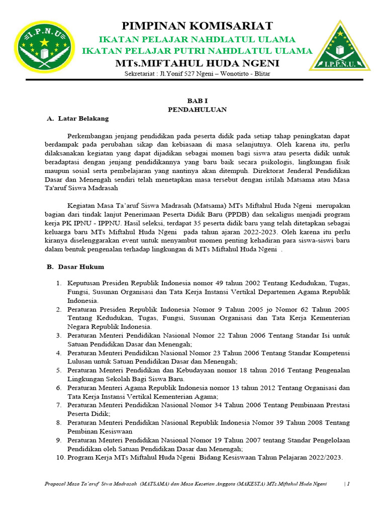 Format Proposal Matsama | PDF