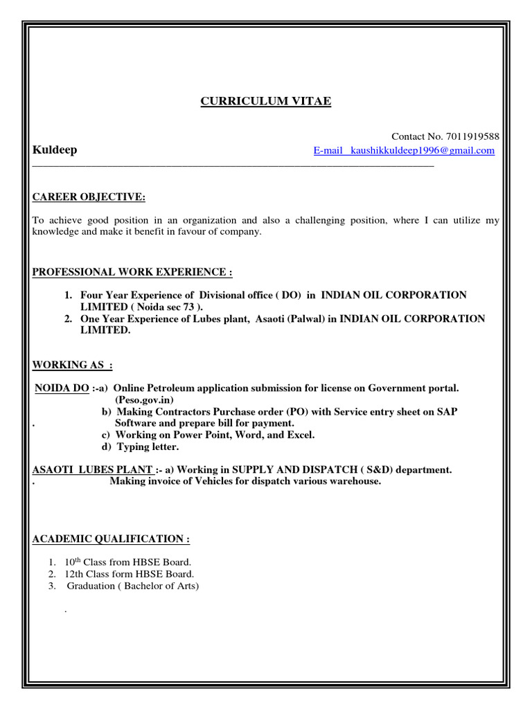 KULDEEP CV 123 | PDF | Career & Growth