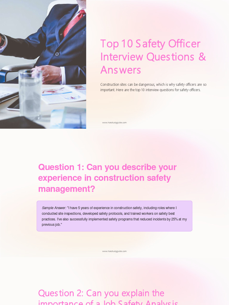 Top 10 Safety Officer Interview Q&A | PDF | Safety | Workplace