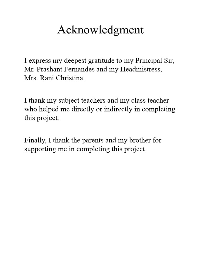 Project Acknowledgment and Thanks | PDF