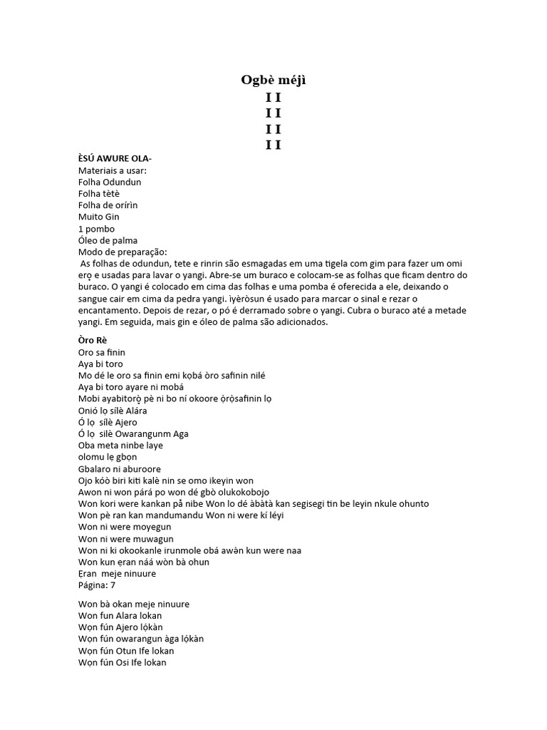 Ogbè 256 Odus | PDF | Sacrifício | Oração