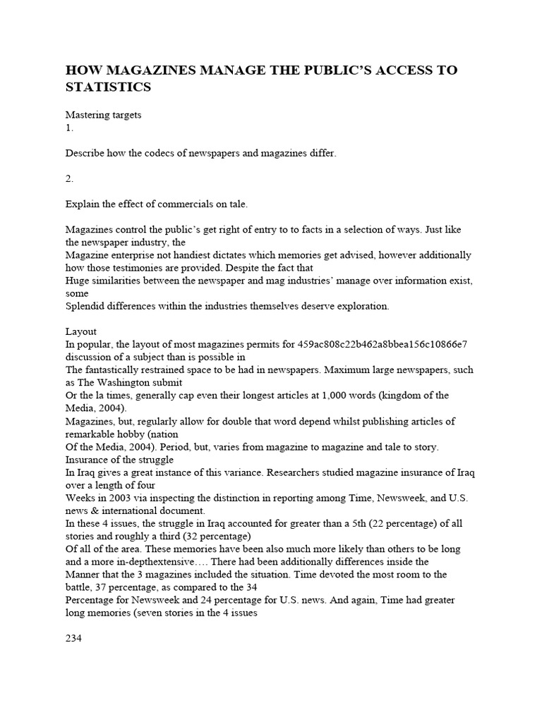 Magazines Manage The Public's Access To Statistics | PDF | Mass Media ...