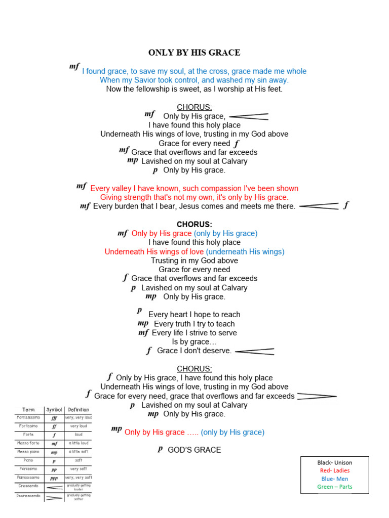 ONLY BY HIS GRACE Lyrics | PDF