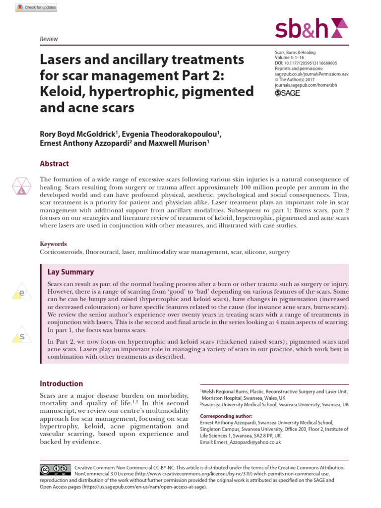 Mcgoldrick Et Al 2017 Lasers and Ancillary Treatments For Scar ...