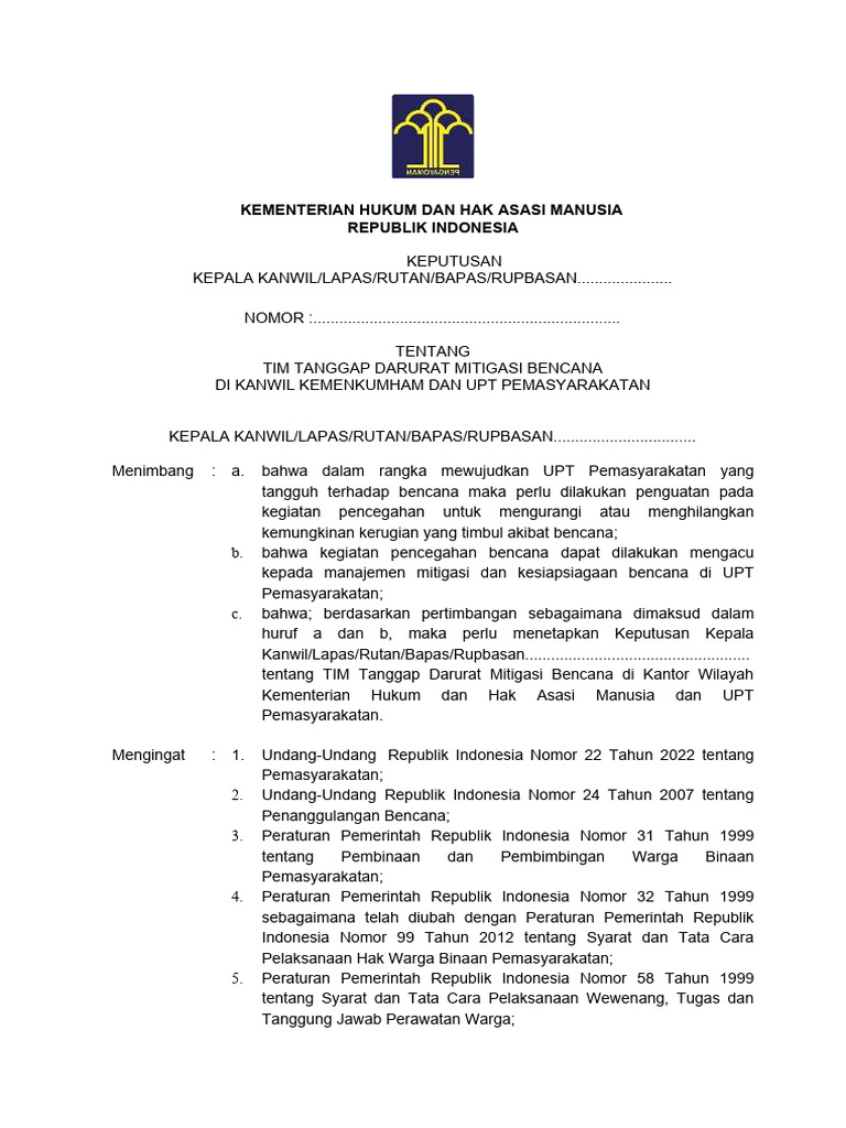 SK Tim Tanggap Darurat Mitigasi Bencana | PDF