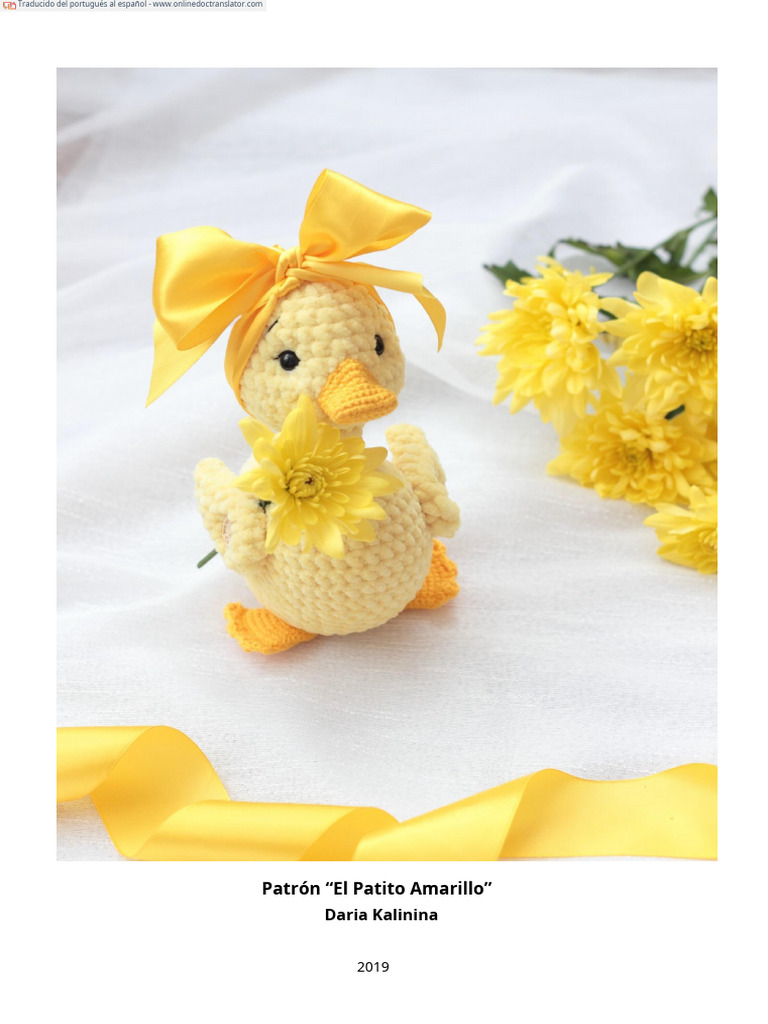 Patrón de Amigurumi: Patito Amarillo | PDF | Tejer | Costura
