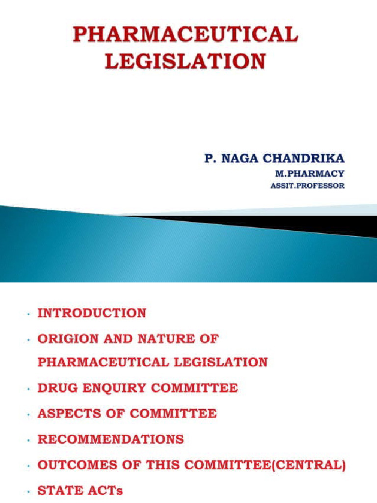 Pharmaceutical Legislation | PDF