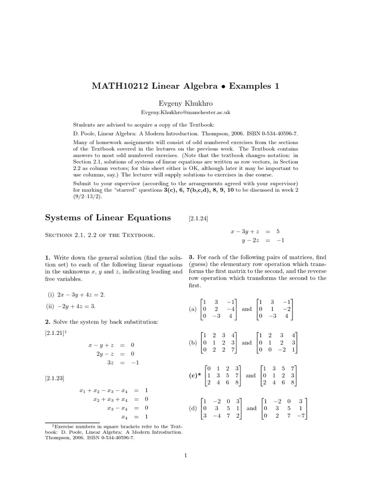 Algebra | PDF | System Of Linear Equations | Matrix (Mathematics)