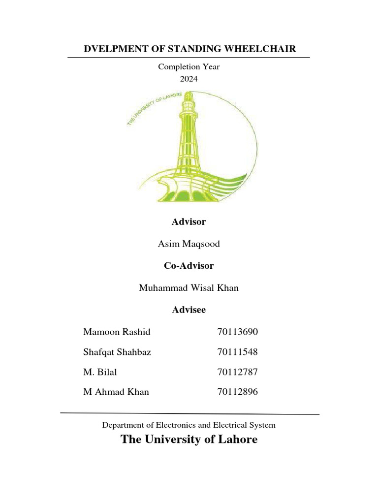 Final Done FYP Proposal Report | PDF | Wheelchair | Chair