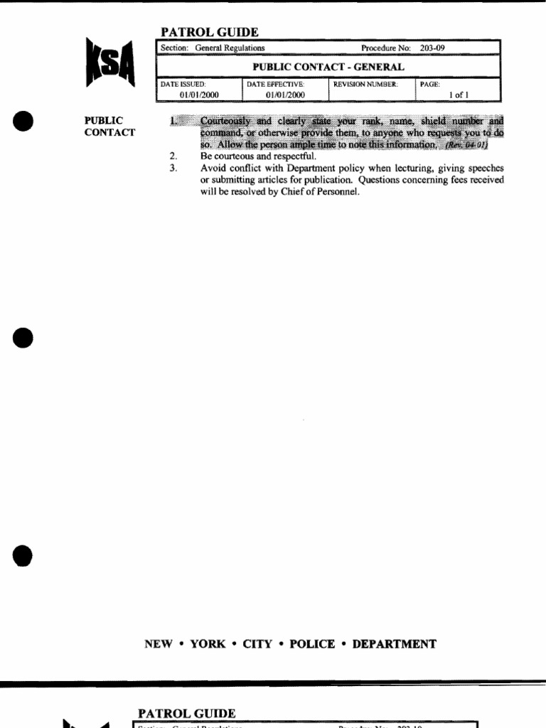NYPD Public Contact Regulations | PDF | Police | Justice
