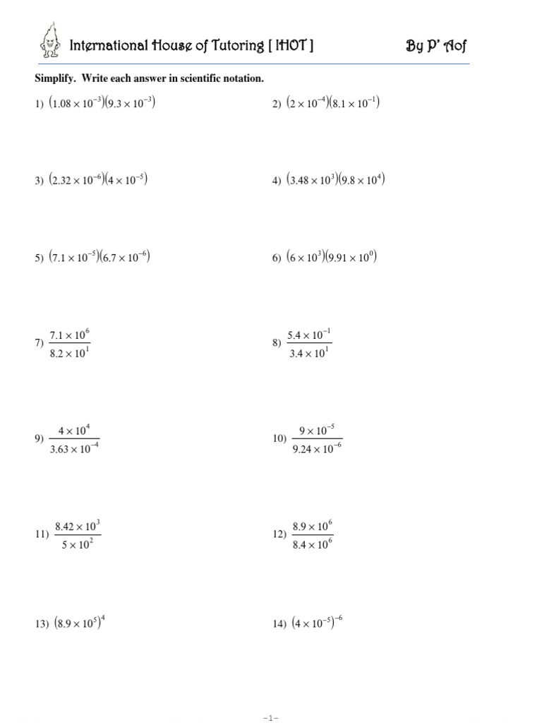 Operations Scientific Notation | PDF | Mathematics | Algebra