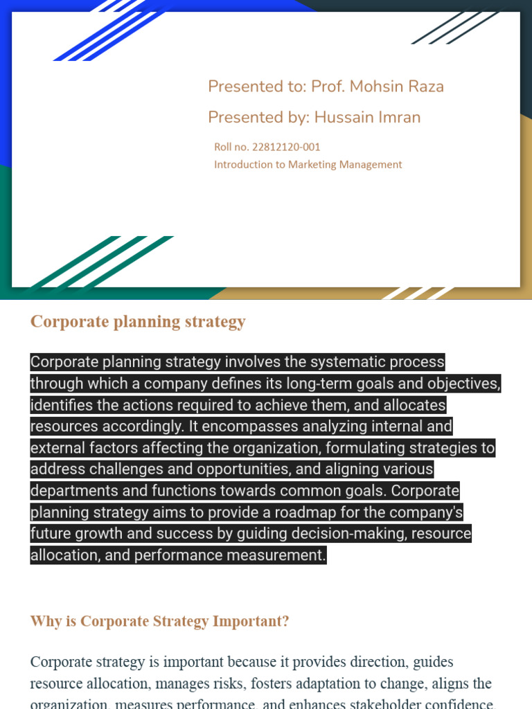 Presented to.pptx | Download Free PDF | Strategic Management | Strategic Planning