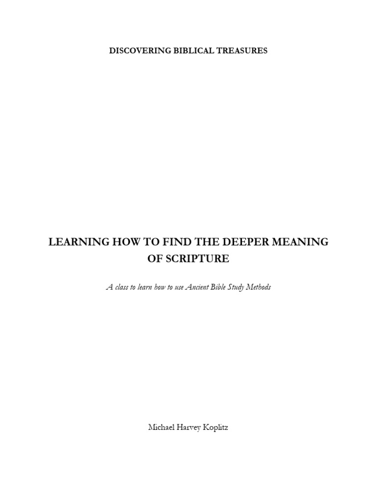 Learning How To Find The Deeper Meaning | PDF | Bible | Paul The Apostle