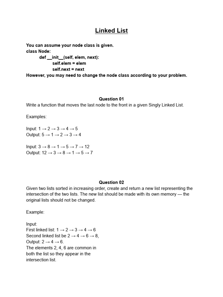 Practice Sheet 3 - Linked List | PDF | Function (Mathematics) | Algorithms And Data Structures