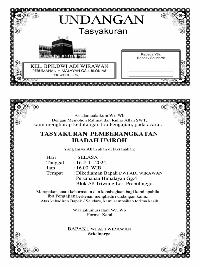 Undangan Umroh | PDF