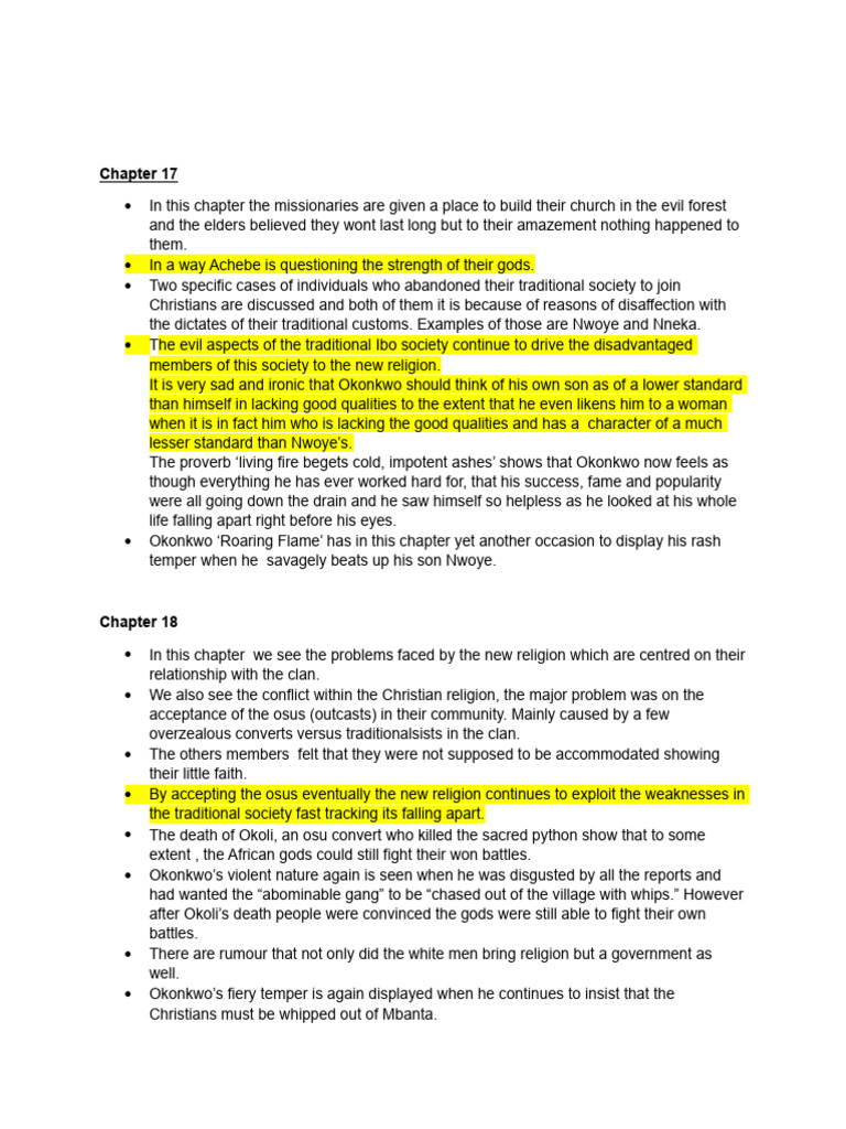Summary of Chapter 17: Things Fall Apart | PDF | Religion & Spirituality