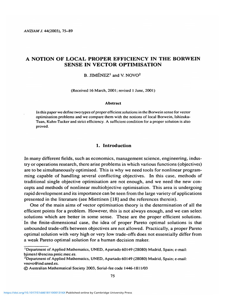 A Notion of Local Proper Efficiency in The Borwein Sense in Vector ... A Notion of Local Proper Efficiency in The Borwein Sense in Vector ...