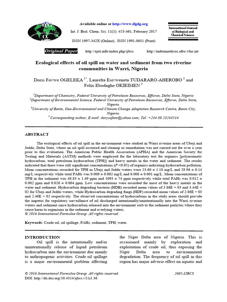 Ecological Effects of Oil Spill On Water | PDF | Oil Spill | Petroleum