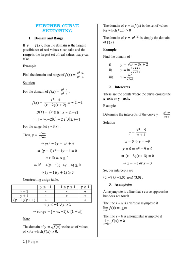 Further Curve Sketching | PDF | Asymptote | Geometry Further Curve Sketching | PDF | Asymptote | Geometry