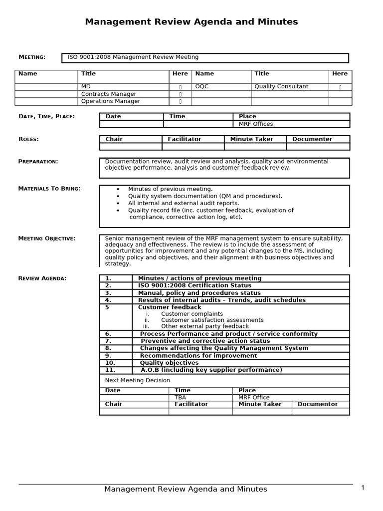 ISO 9001 Management Review | PDF | Audit | Iso 9000