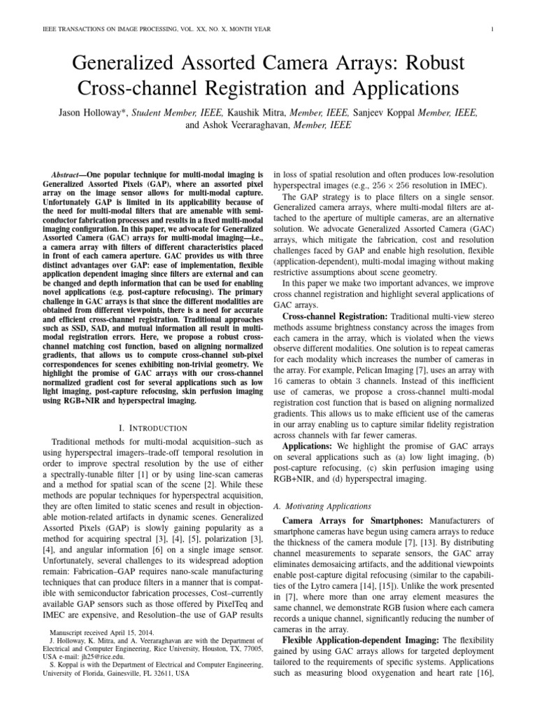 Generalized Assorted Camera Arrays: Robust Cross-Channel Registration ... Generalized Assorted Camera Arrays: Robust Cross-Channel Registration ...