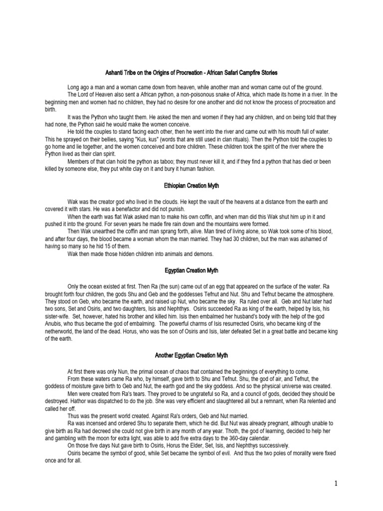 African And Egyptian Creation Myths Pdf Isis Ancient Near East