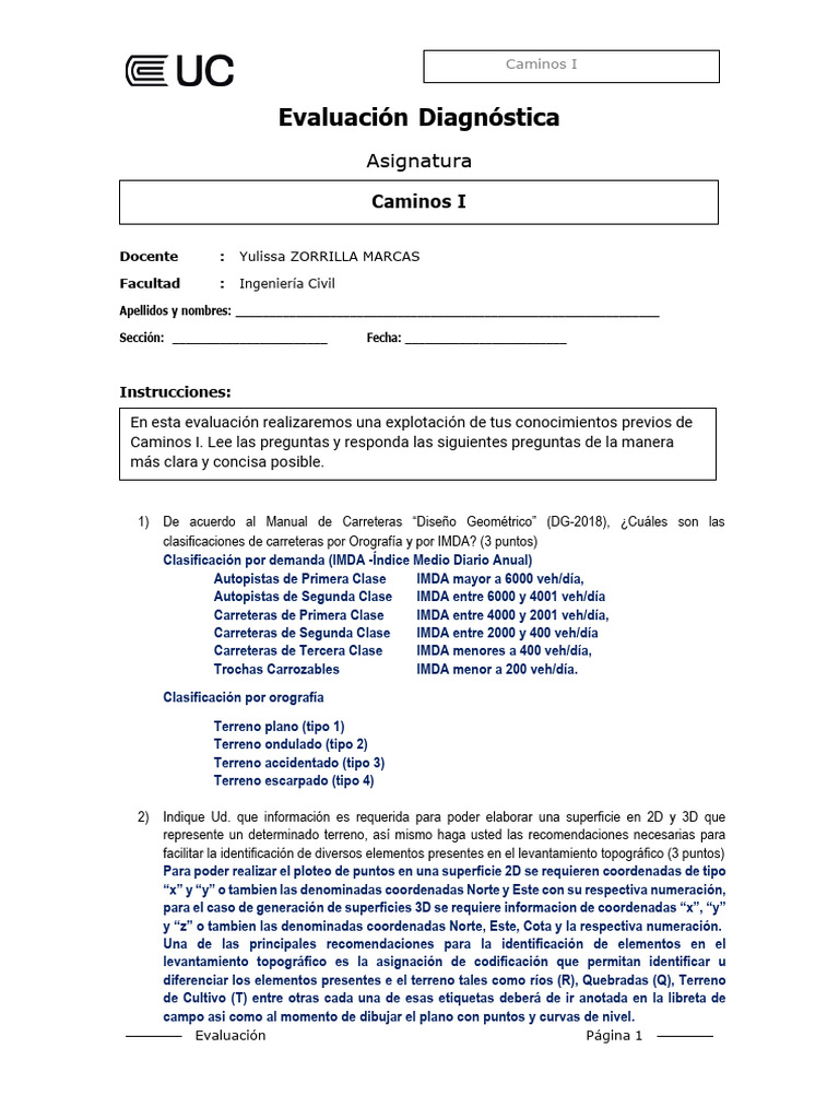 Exa E - CAMINOS I | PDF | Topografía