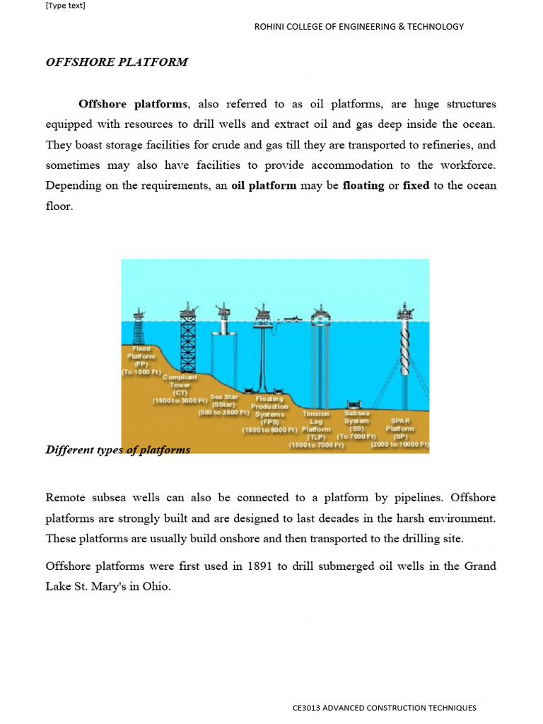 Types of Offshore Oil Platforms | PDF | Dome | Prestressed Concrete