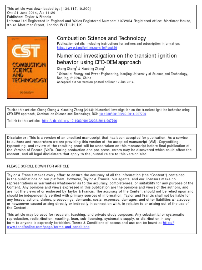 Numerical Investigation On The Transient Ignition Behavior Using CFD ...