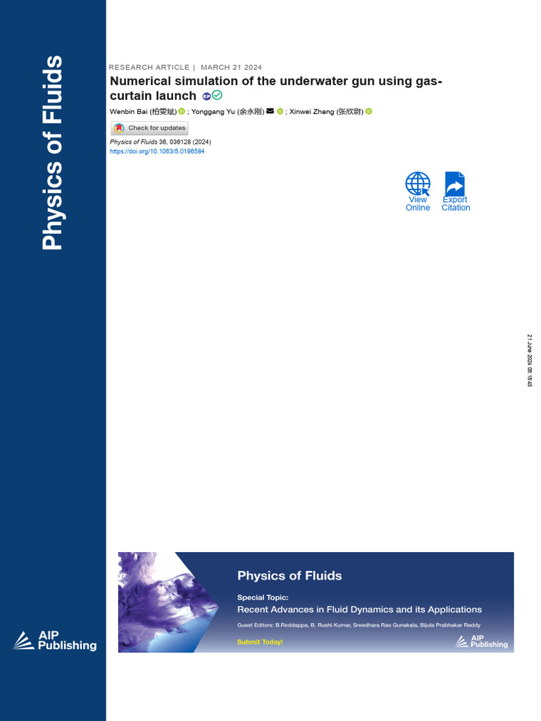 Numerical Simulation Of The Underwater Gun Using Pdf Gun Barrel