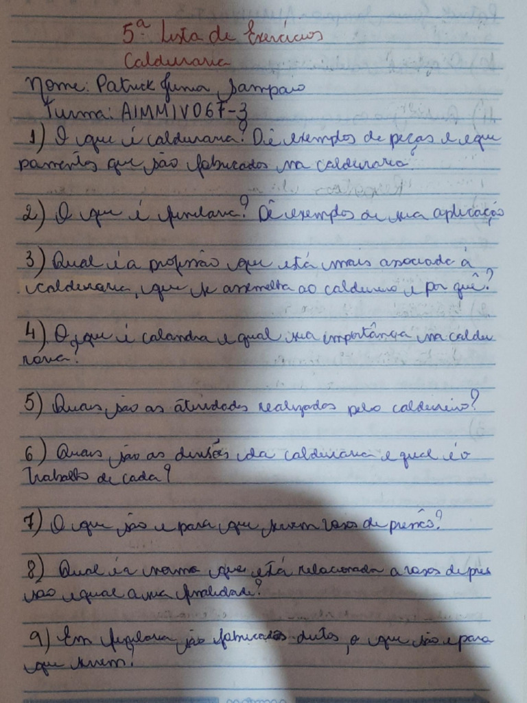 Lista 5 Tec. Manut III | PDF