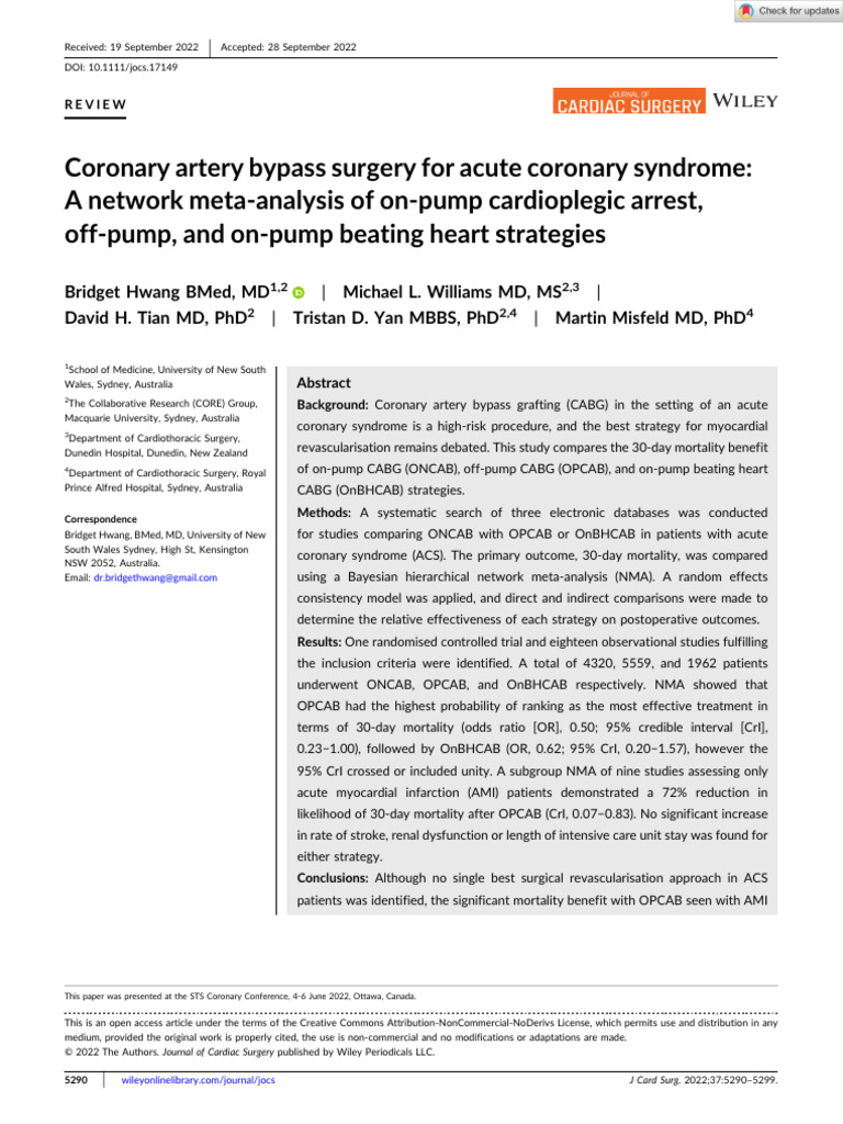 Jurnal 2 - Coronary Artery Bypass Surgery For ACS | PDF | Coronary ...