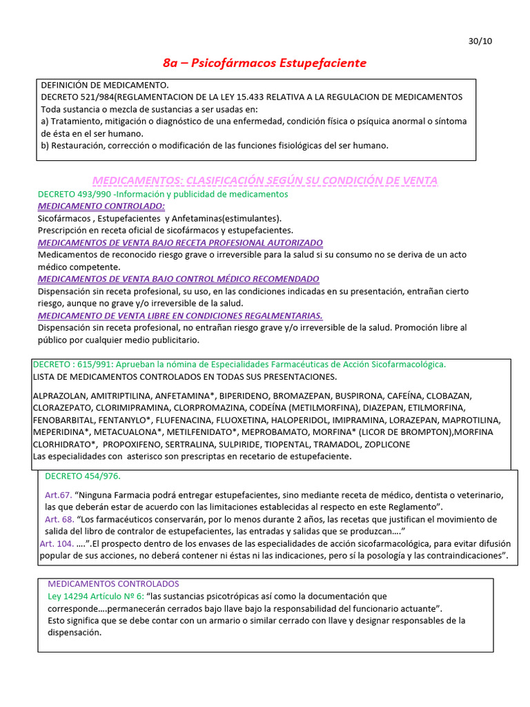 Regulación de Psicofármacos y Estupefacientes | PDF | Farmacia ...