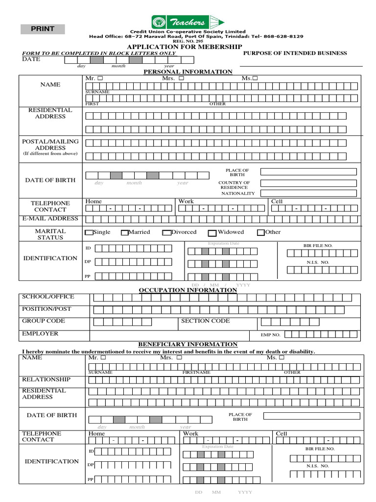 Membership Application Form | PDF