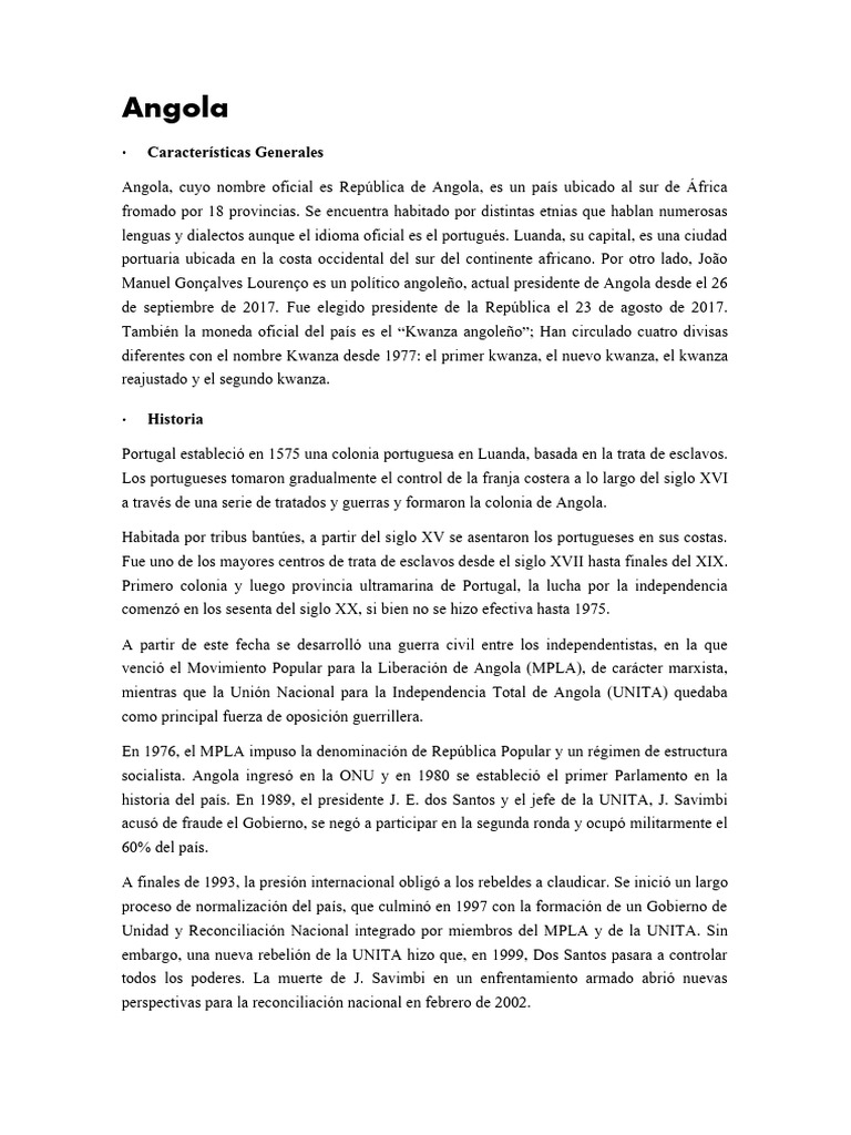 Angola | PDF | Angola | Unita