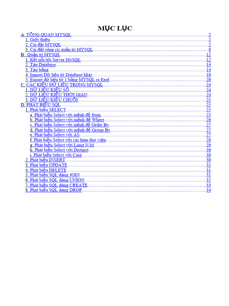 Giáo trình MYSQL | PDF