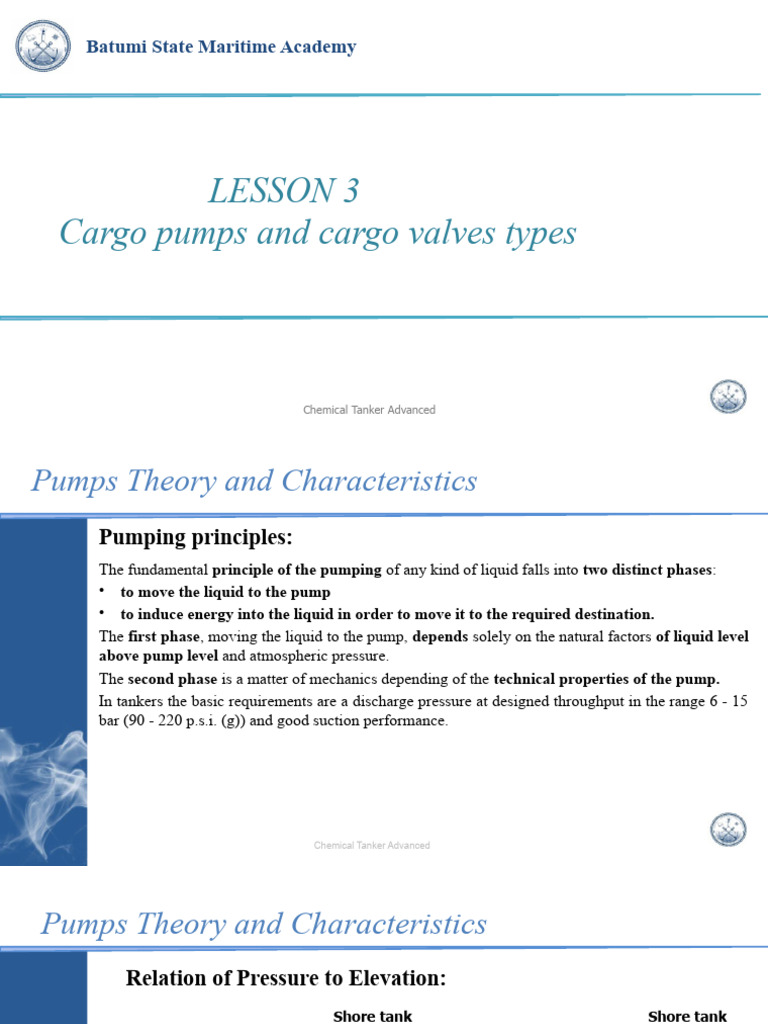 Lesson 3. Cargo Pump and Cargo Valves Types | PDF | Pump | Oil Tanker