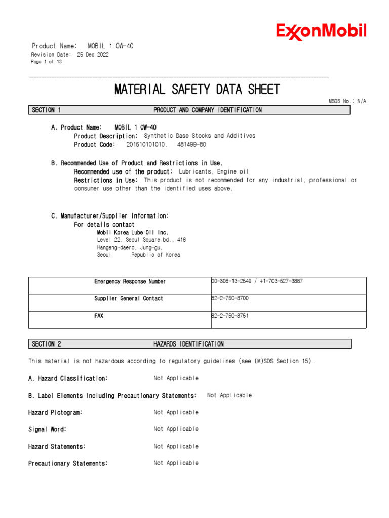 MSDS Used Lube Oil | Download Free PDF | Dangerous Goods | Toxicity