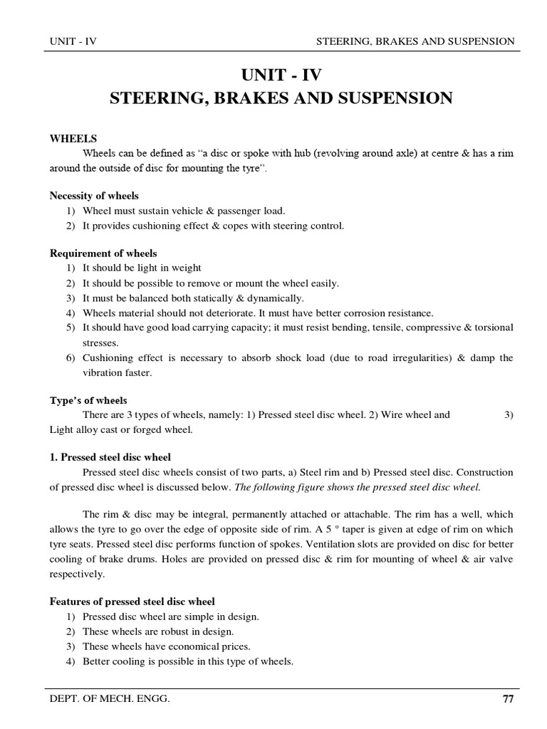 Auto Notes Unit 4 2 Pdf Tire Steering