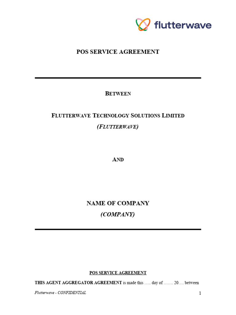 Flutterwave NG - POS Service Agreement - Template | PDF | Indemnity ...