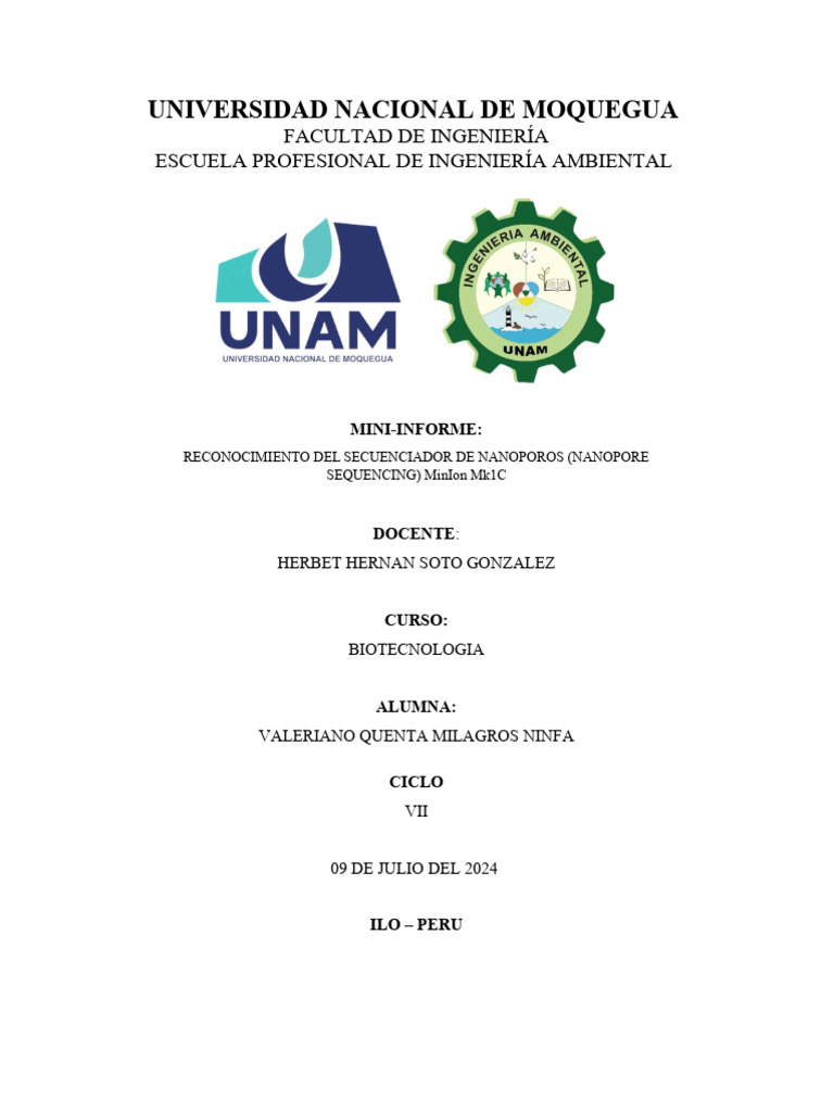 Reconocimiento Del Secuenciador de Nanoporos (Nanopore Sequencing ...