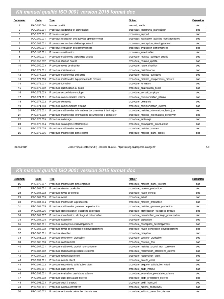 Manuel qualité ISO 9001:2015 | PDF | Audit