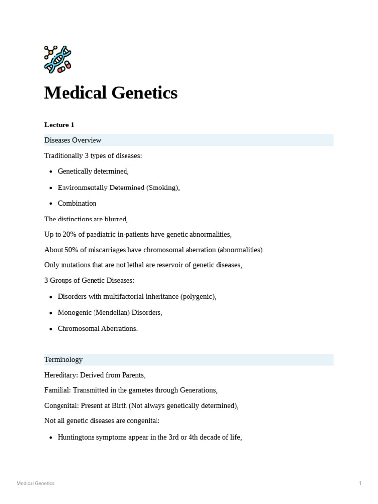 Medical Genetics | PDF | Genetic Disorder | Mitochondrion
