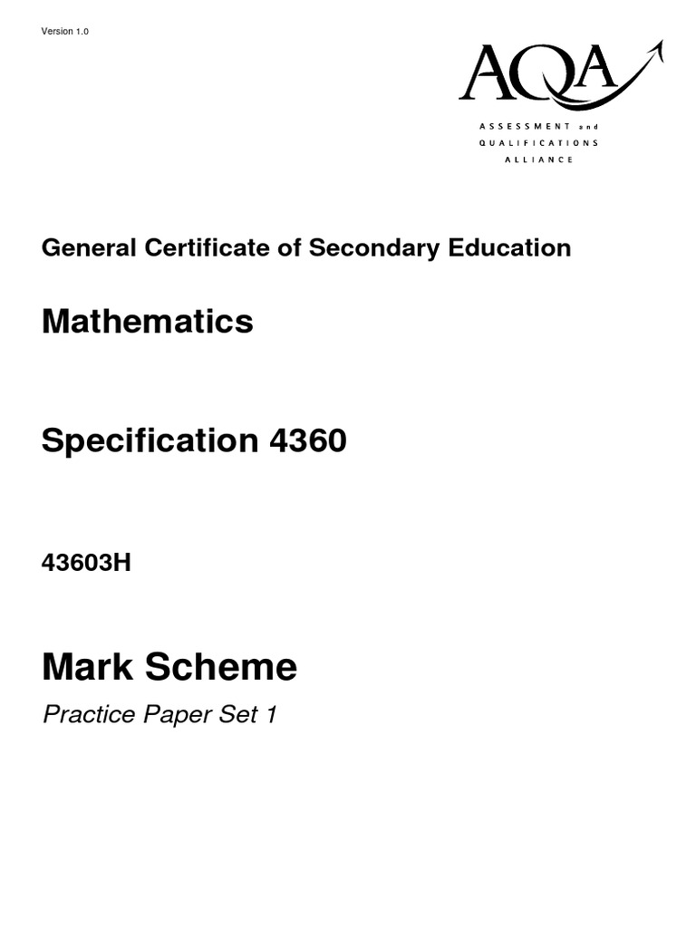 Mark Scheme: Mathematics | PDF | Teaching Methods & Materials