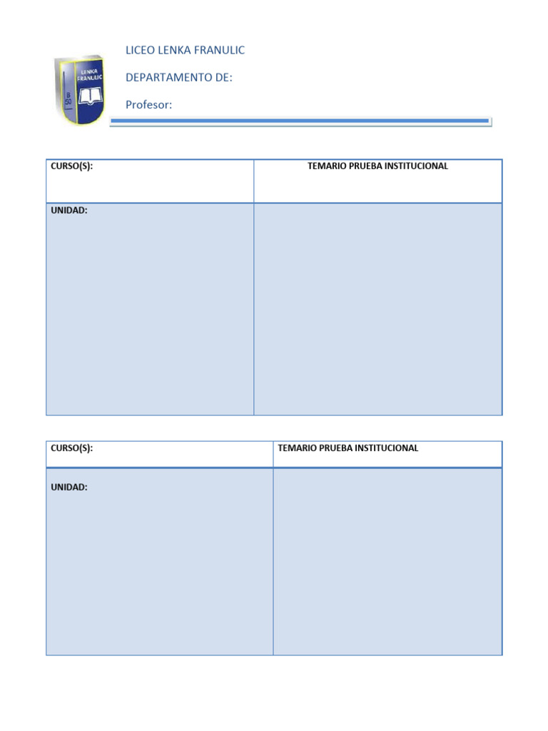 Plantilla Temarios | PDF