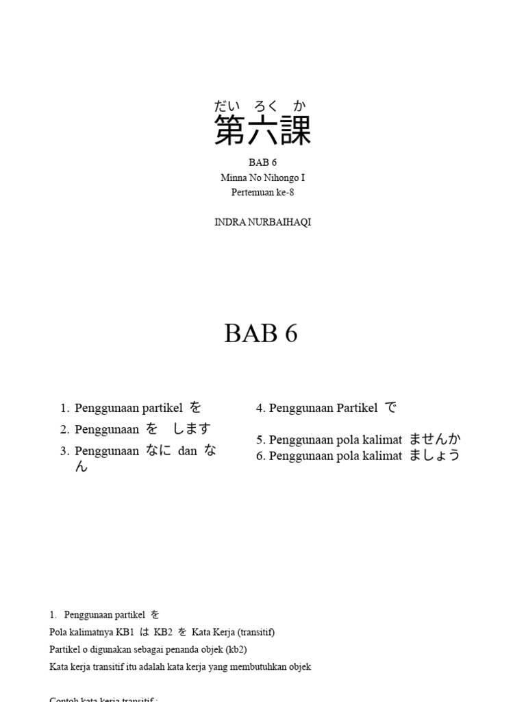 BAB 6 MINNA NO NIHONGO | PDF